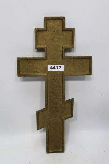Antique Russian Orthodox Gilt Bronze Crucifix - Dixon's Auction at Crumpton