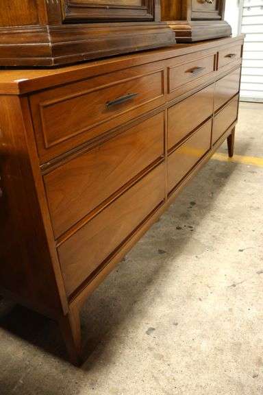 MCM Walnut Nine Drawer Dresser - Dixon's Auction at Crumpton