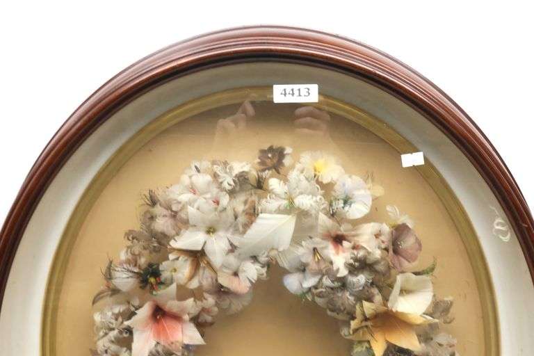 Victorian Shadow Box Framed Floral Wreath - Dixon's Auction at Crumpton