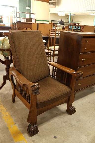 Victorian Carved Oak Morris Chair - Dixon's Auction at Crumpton