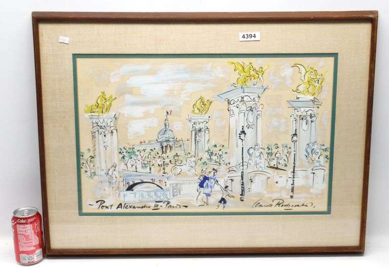 Claude Rodewald "Pont Alexandre III Paris" Watercolor and Gouache ...