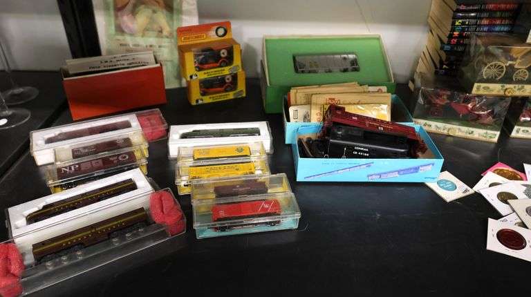 Collection of Vintage Tokens, Model Railroad Train Cars, Classic Buggy ...