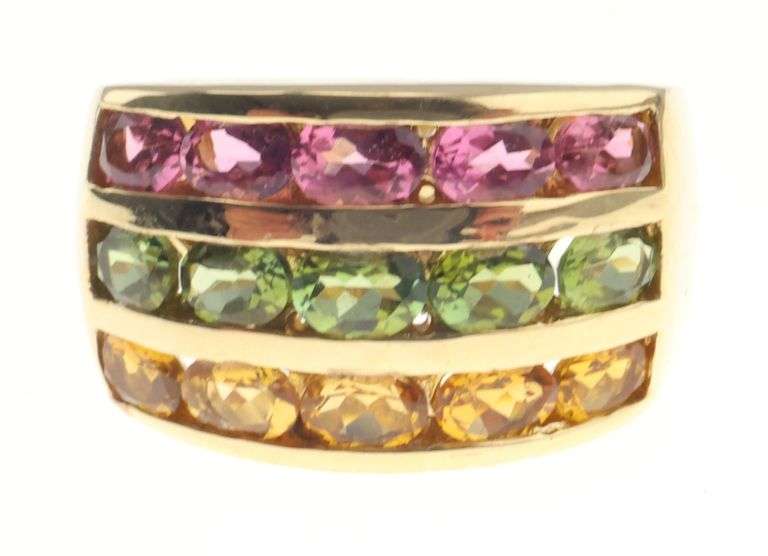 14k Gold Multi Colored Gemstone Ring 7.0g - Dixon's Auction at Crumpton