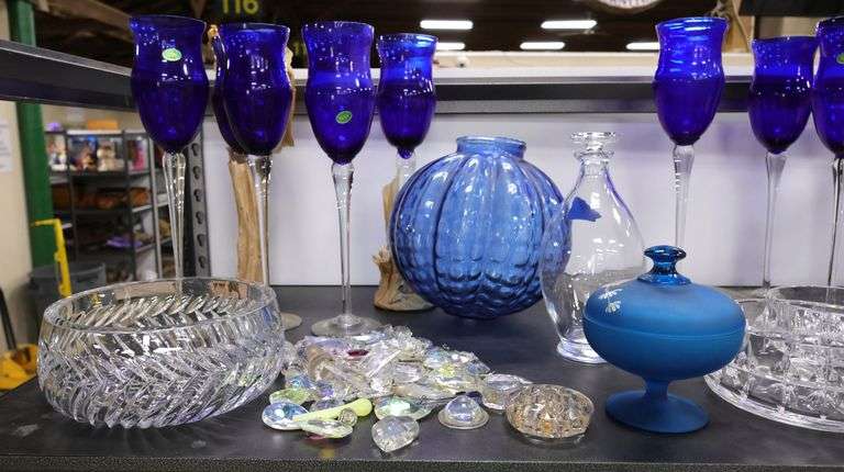 Lot Vintage Balboa Venetian Cobalt Glass Stemware, Crystal Bowls ...