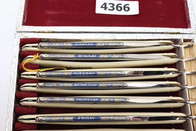 Set of 7 Bartmann Solingen Days of the Week Straight Razors with Box ...