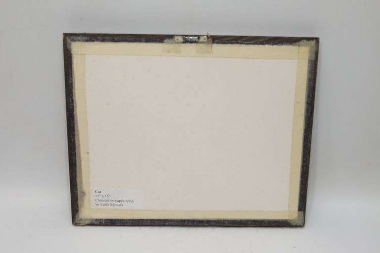 Edith Neimark Charcoal on Paper of Cat - Dixon's Auction at Crumpton