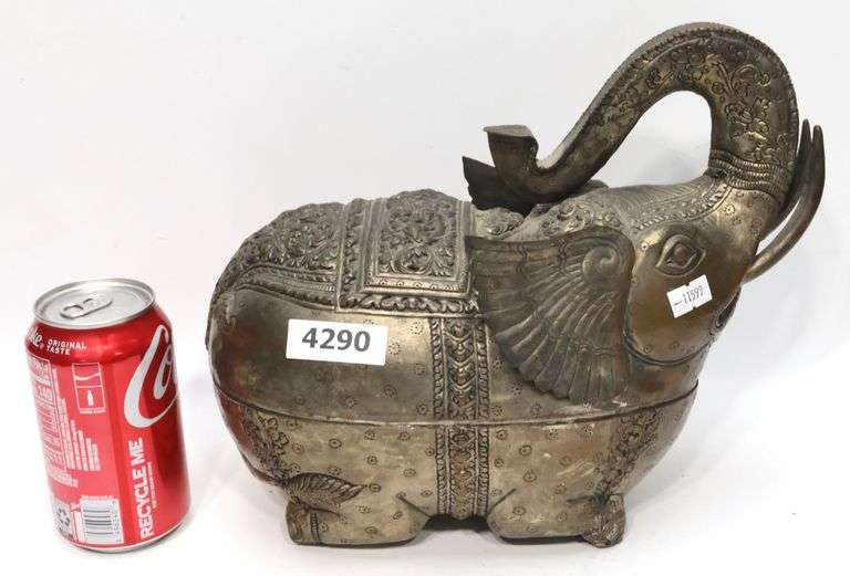 Ethnographic Metal Elephant Box - Dixon's Auction at Crumpton