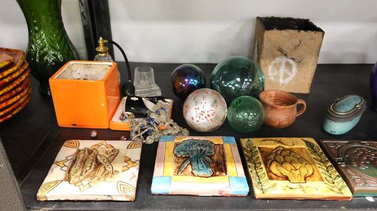 Lot of Art Pottery Tiles, Weller Planter (As-Is), Sampson Pottery ...