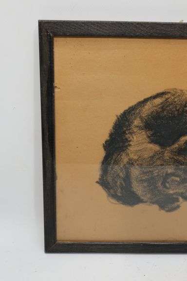 Edith Neimark Charcoal on Paper of Cat - Dixon's Auction at Crumpton