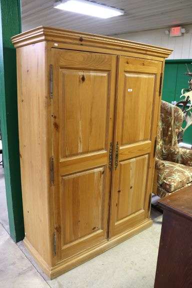Gustavian Waxed Pine Wardrobe, Chips to Cornice - Dixon's Auction at ...