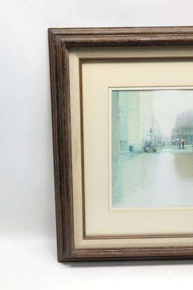 MCM Streetscape Watercolor Painting, Signed Lower Right - Dixon's ...
