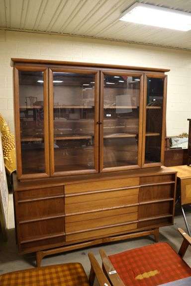 MCM Walnut Two Piece Breakfront - Dixon's Auction at Crumpton
