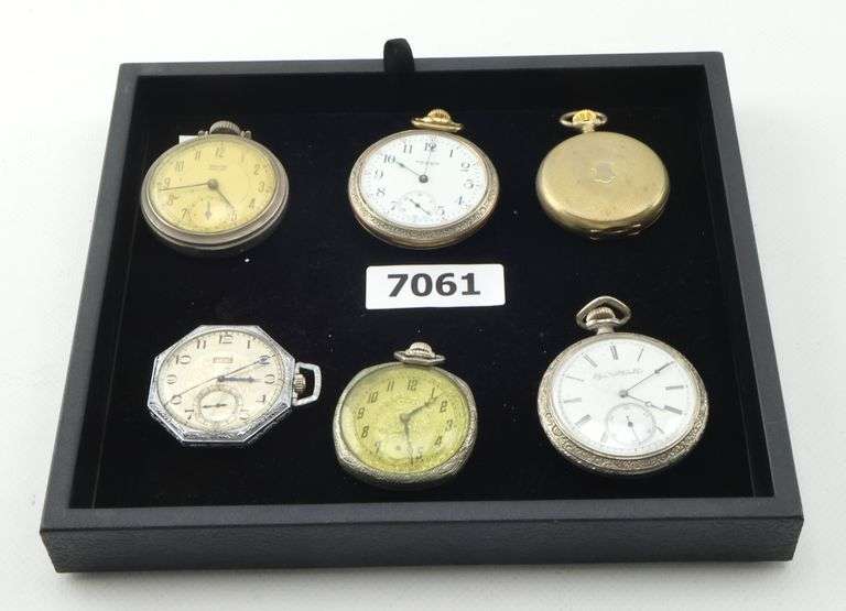 Tray Lot of (6) Pocket Watches Including Elgin - Dixon's Auction at ...