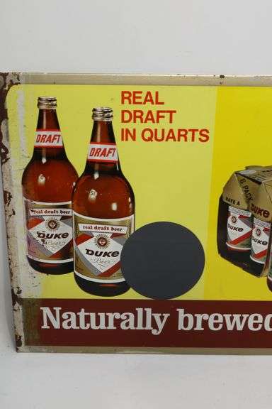 Vintage Duke Beer Tin Advertising Price Board Sign - Dixon's Auction at ...