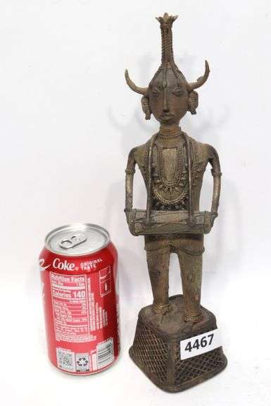 Ethnographic Bronze Sculpture of Horned Man - Dixon's Auction at Crumpton