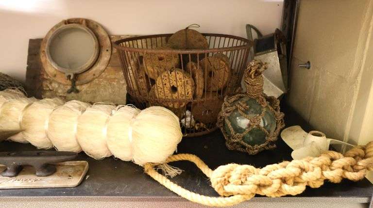 Lot of Nautical Decor, Boat Props, Cork Floats, Net, Float Ball, Buoy ...