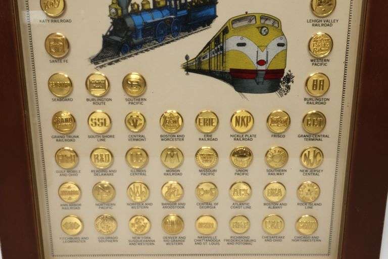 Framed American Railroad Button Collection Display - Dixon's Auction at ...