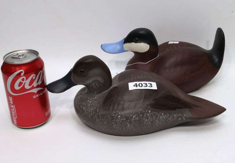 Pair Charles Jobes Ruddy Duck Decoys - Dixon's Auction at Crumpton