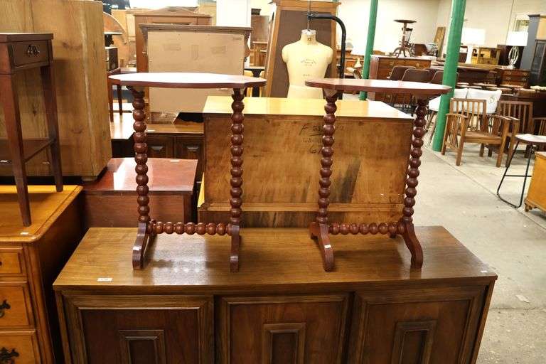 Pair Modern Spool Turned Side Tables - Dixon's Auction at Crumpton