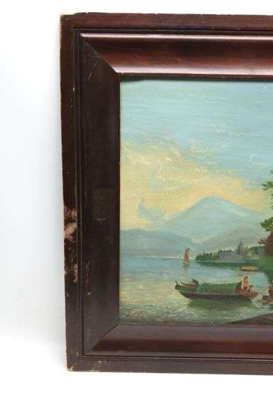 German Lake Resort Landscape Painting, Signed Lower Left - Dixon's ...