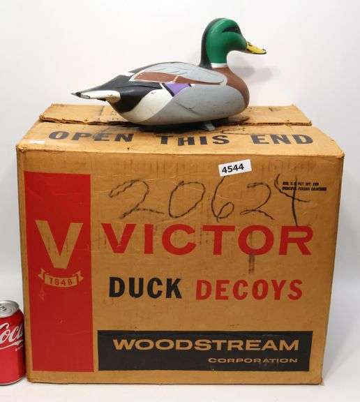 Vintage Box of 6 Victor Mallard Duck Decoys - Dixon's Auction at Crumpton