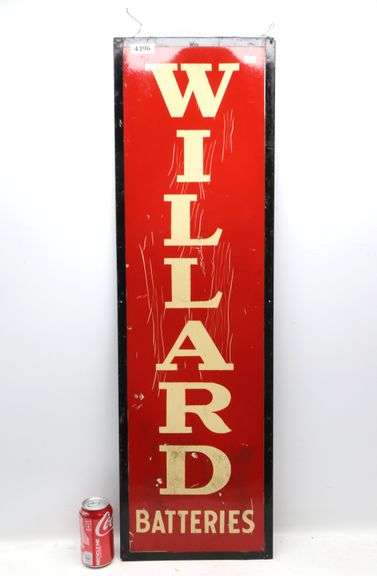 Vintage Willard Batteries Tin Over Cardboard Advertising Sign - Dixon's ...