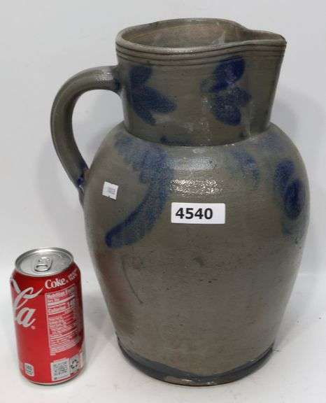 Antique Blue Decorated Stoneware Jug-As-Is - Dixon's Auction at Crumpton