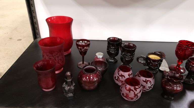 Lot of Vintage Ruby Red Glass Dishes - Dixon's Auction at Crumpton