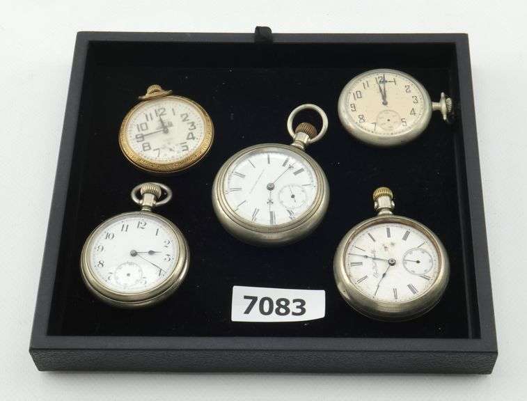 Tray Lot of (5) Pocket Watches - Dixon's Auction at Crumpton