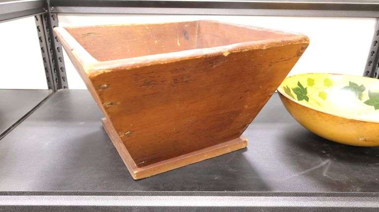 Large Primitive Wooden Measure Bucket, Tole Painted Wooden Bowl - Dixon ...