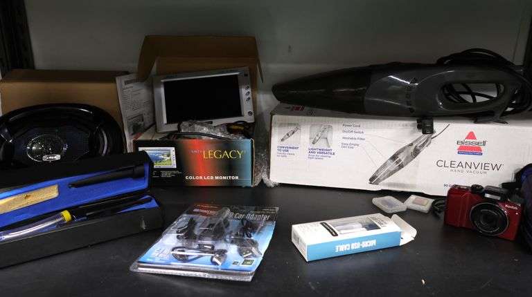 Electronics Lot, Bissell Vacuum, Legacy Lcd Monitor, Speakers, Camera ...