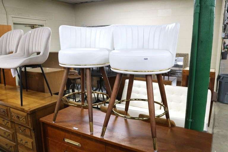 Pair MCM Style Bar Stools - Dixon's Auction at Crumpton