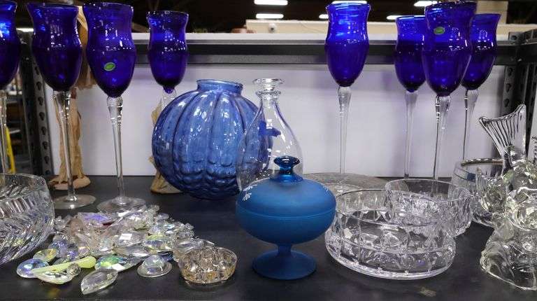 Lot Vintage Balboa Venetian Cobalt Glass Stemware, Crystal Bowls ...
