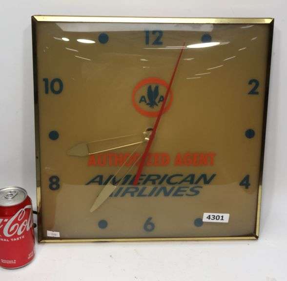 Vintage American Airlines Authorized Agent Wall Clock - Dixon's Auction ...