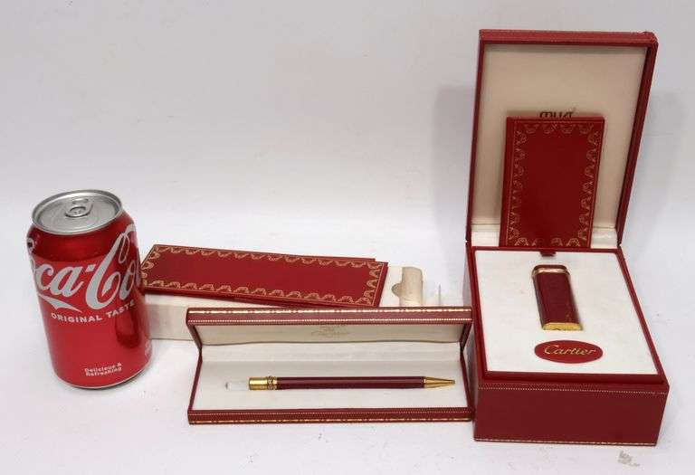 (2) Vintage Cartier Light in Box with Accessories & Ballpoint Pen with ...