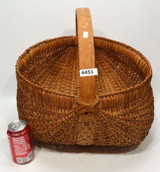 Antique Split Oak Buttocks Basket-Some Breaks and Losses - Dixon's Auction at Crumpton