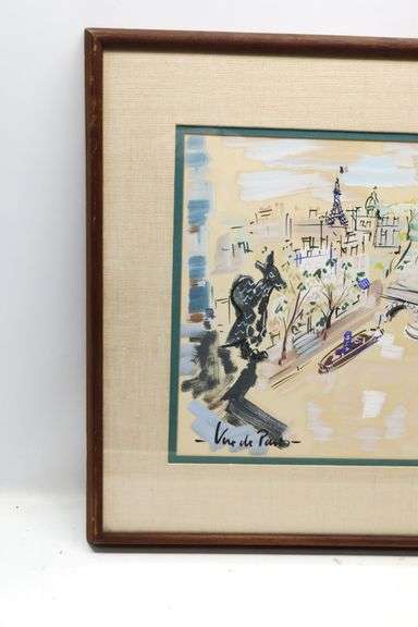 Claude Rodewald "Vue De Paris" Watercolor and Gouache Painting - Dixon ...