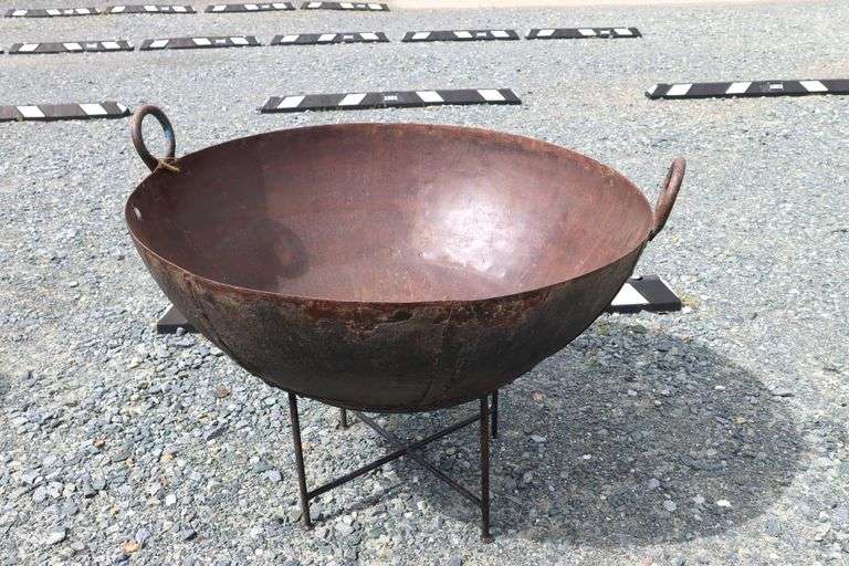 *NO STORAGE* Large Wrought Iron Pot on Stand - Dixon's Auction at Crumpton