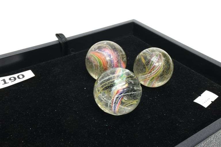 3 Antique Glass Shooter Marbles - Dixon's Auction at Crumpton