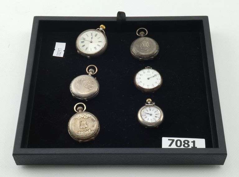 Tray Lot of (6) Pocket Watches - Dixon's Auction at Crumpton