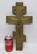 Antique Russian Orthodox Gilt Bronze Crucifix - Dixon's Auction at Crumpton
