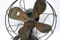 Antique Peerless Brass Blade Fan - Dixon's Auction at Crumpton