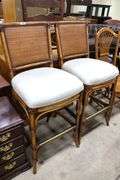 Pair MCM Style Rattan Bar Stools - Dixon's Auction at Crumpton