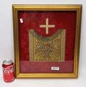 Antique Embroidered Religious Textiles in Frame - Dixon's Auction at ...