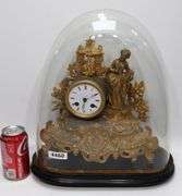 Antique Japy Freres Figural Gilt Spelter Clock with Display Dome ...