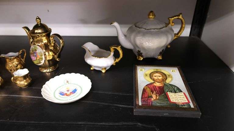 Gilt Decorated Demitasse Tea Set, Teapot, Religious Icon - Dixon's ...