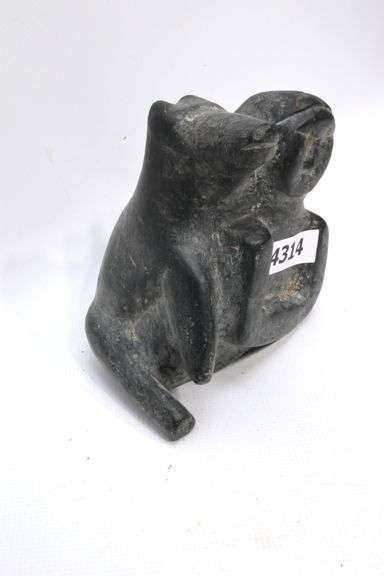 Mary Kahootsuak Miki Inuit Hunter & Dog Carved Soapstone Sculpture ...