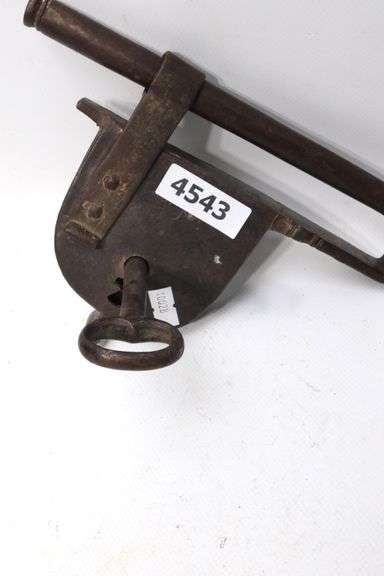 Antique Primitive Iron Lock with Key - Dixon's Auction at Crumpton