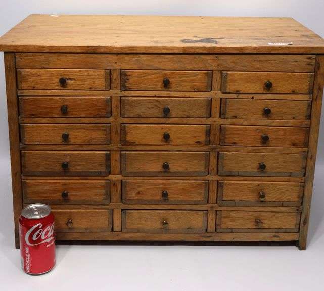 Antique Golden Oak Table-Top Case of Eighteen Drawers - Dixon's Auction ...