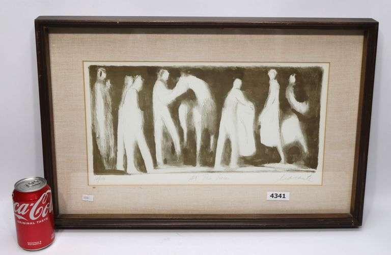Abstract Pencil Signed Print - Dixon's Auction at Crumpton